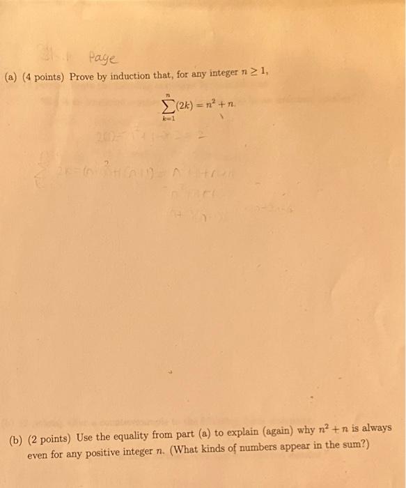 Solved Page (a) (4 points) Prove by induction that, for any | Chegg.com