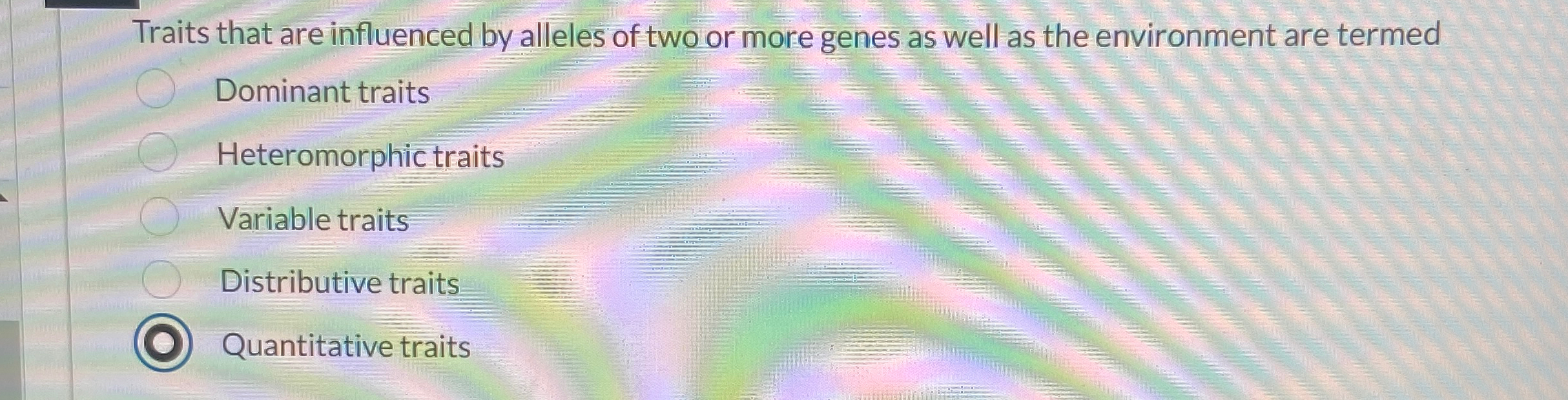 Solved Traits that are influenced by alleles of two or more | Chegg.com