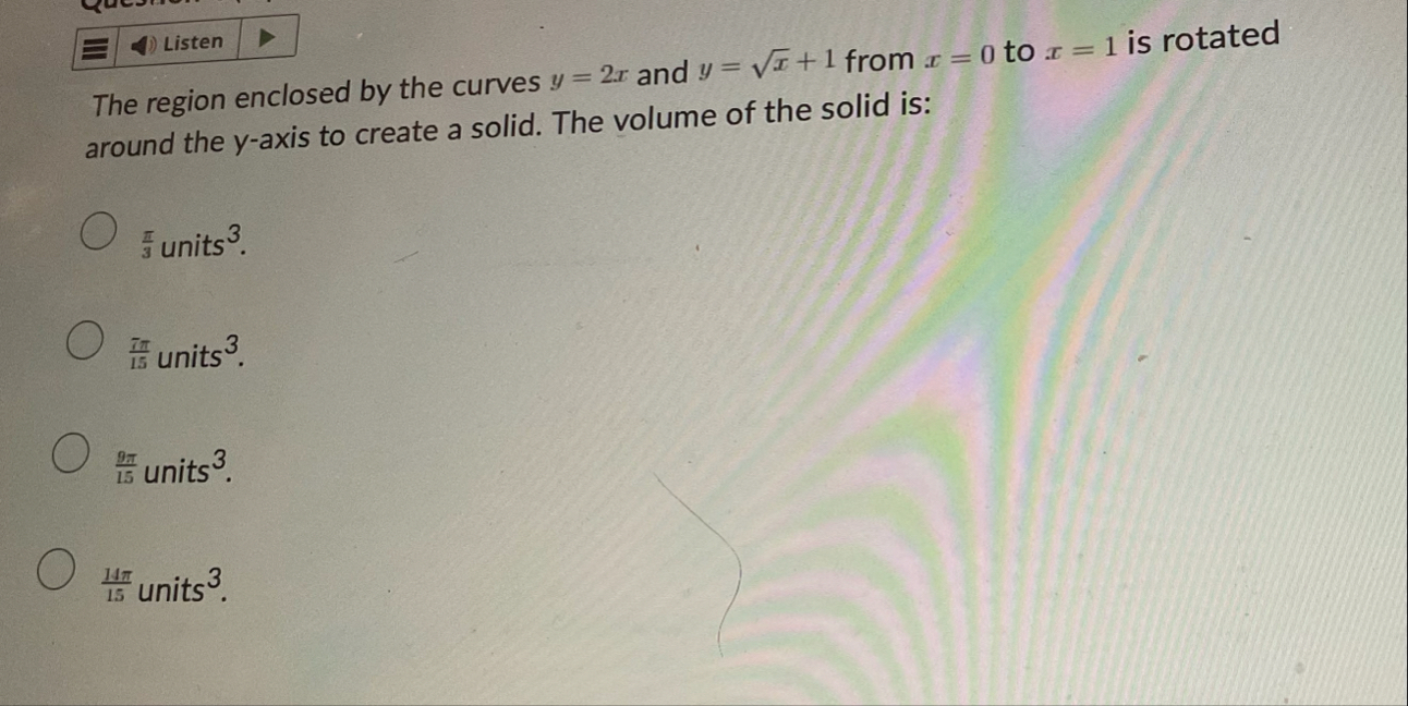 Solved The region enclosed by the curves y=2x ﻿and y=x2 1 | Chegg.com