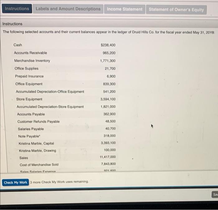 Solved Instructions Labels and Amount Descriptions Income | Chegg.com