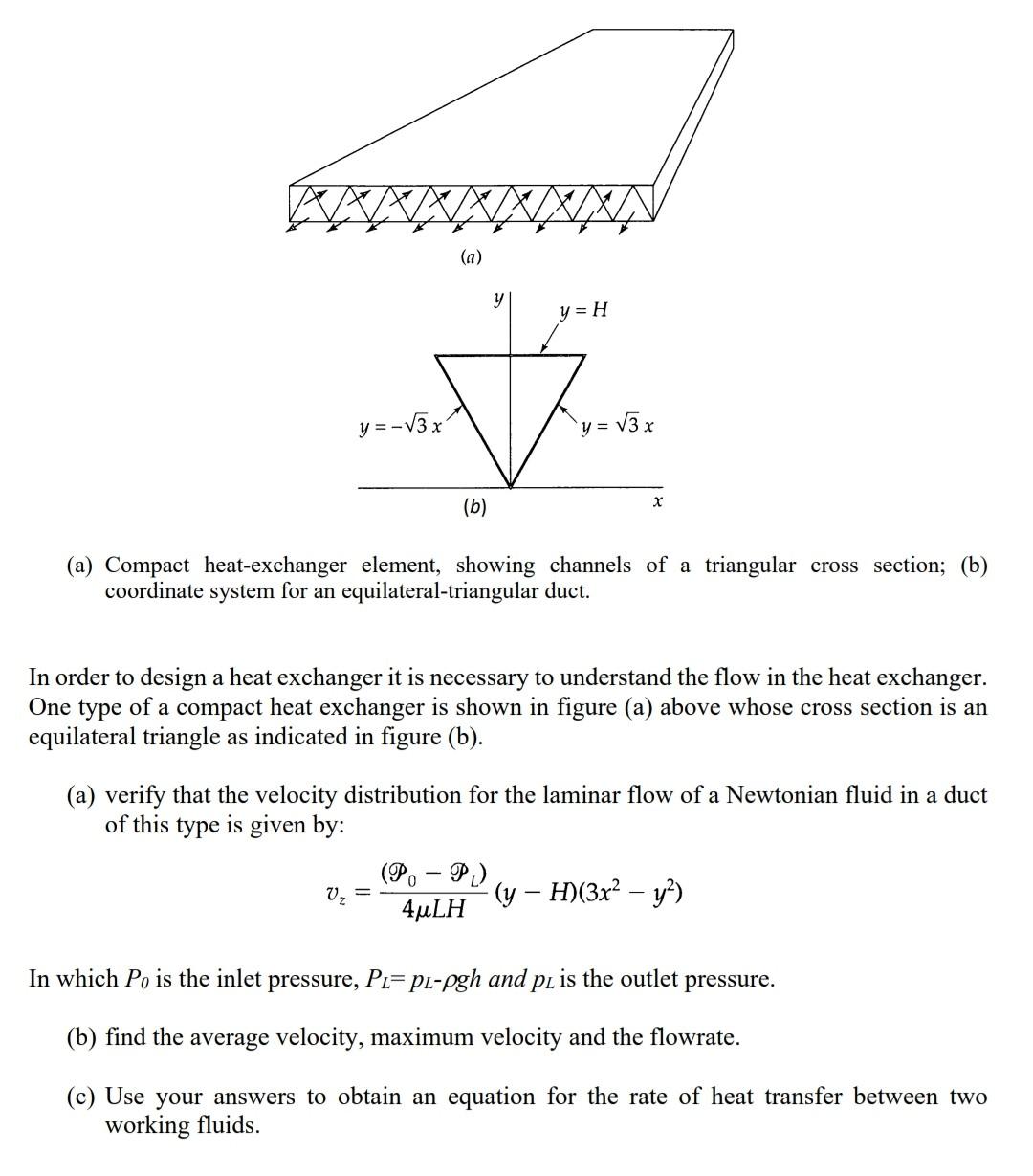 Solved (a) Compact heat-exchanger element, showing channels | Chegg.com