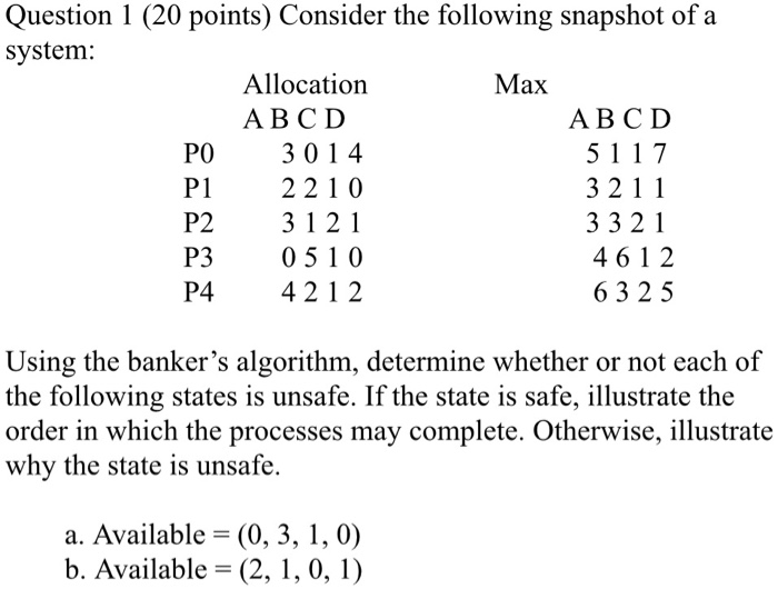 Solved Max Question 1 (20 points) Consider the following | Chegg.com