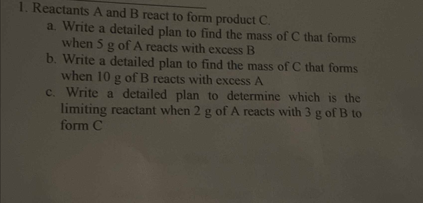 Solved Reactants A and B react to form product C.a. ﻿Write a | Chegg.com