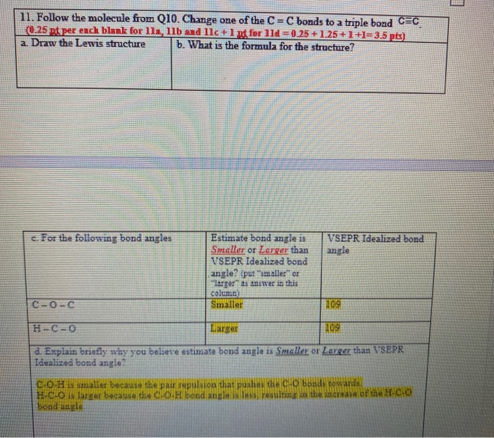 Solved 9. Draw a structure with 3 C in a row, C-C-C (H's are | Chegg.com