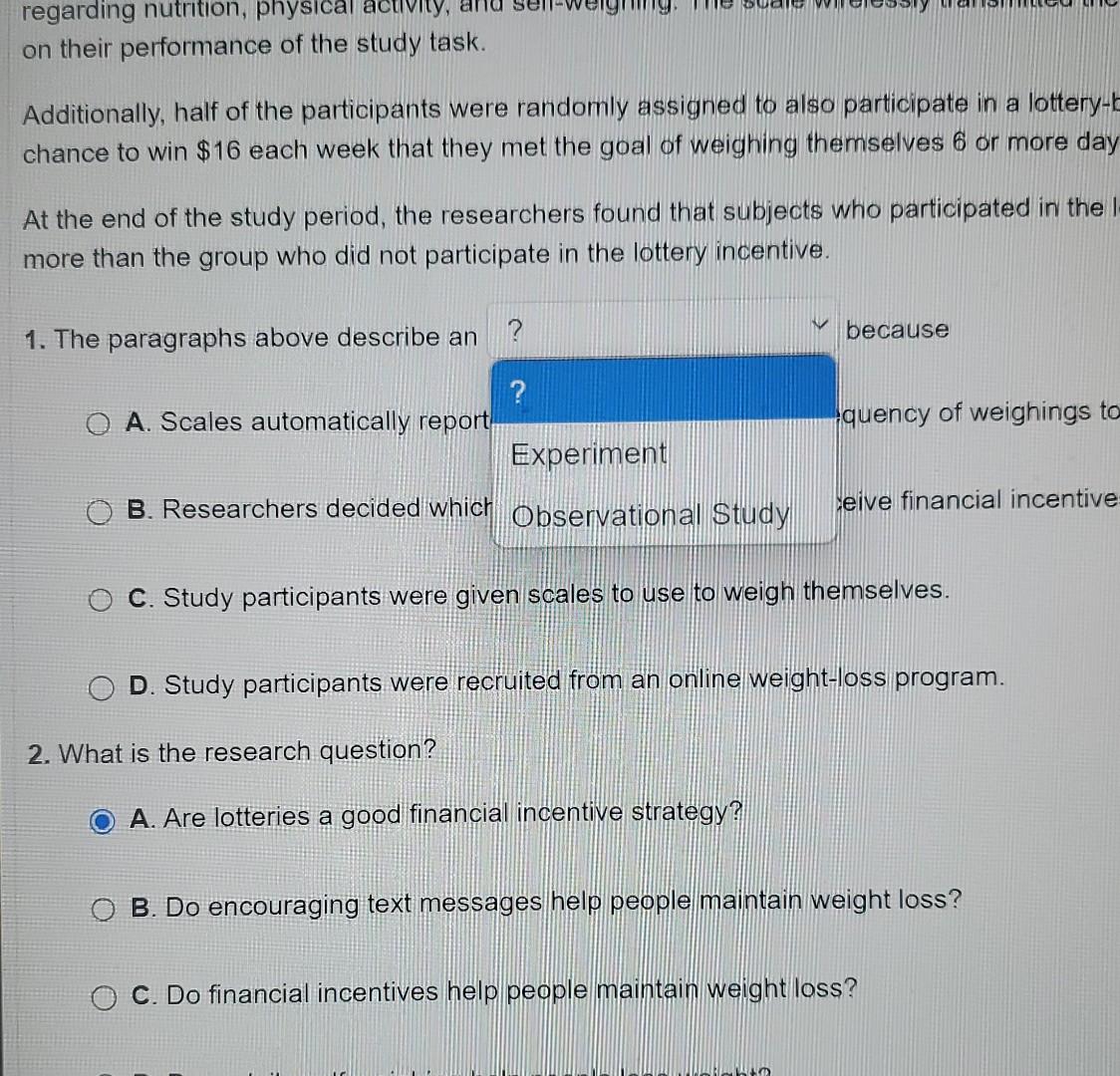 Solved 1. The paragraphs above describe an because A. Scales | Chegg.com