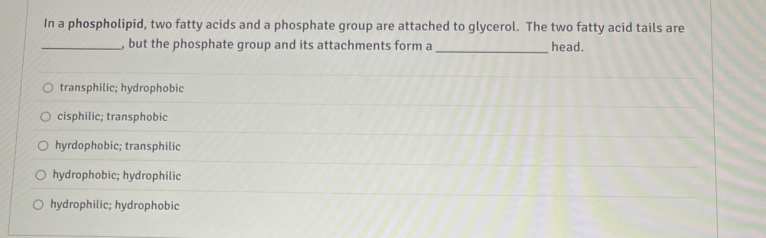 Solved In a phospholipid, two fatty acids and a phosphate | Chegg.com