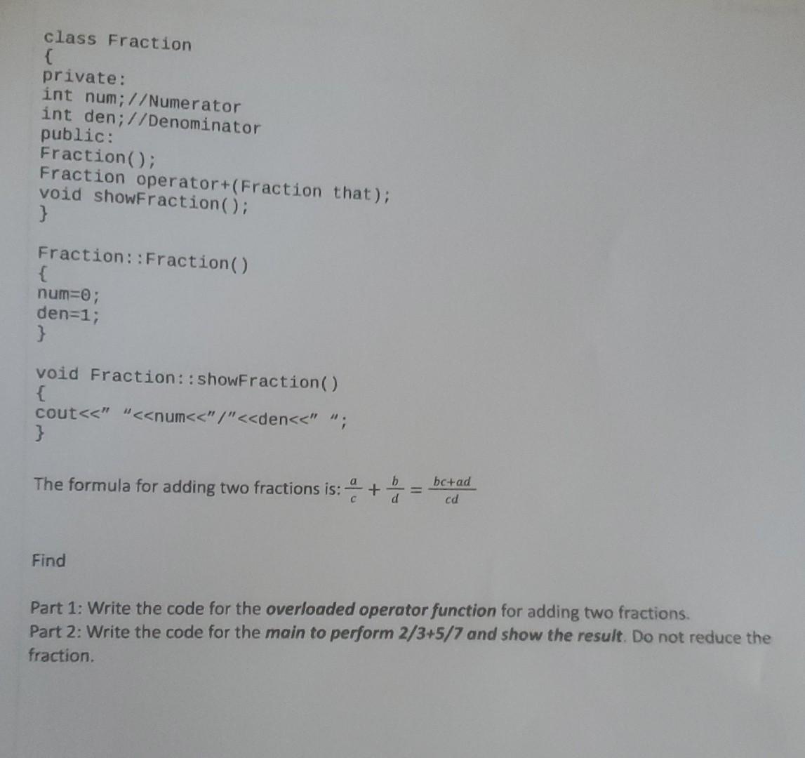 Solved The formula for adding two fractions is: | Chegg.com