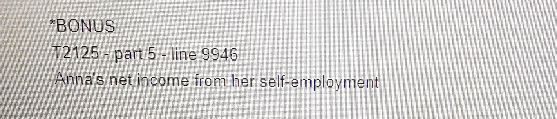 *BONUS T2125 - part 3B - line 3H - part 3C - line | Chegg.com