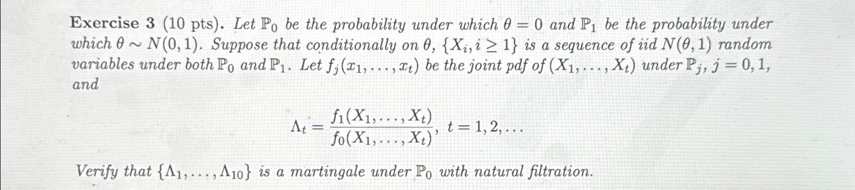 Solved Exercise 3 (10 ﻿pts). ﻿Let P0 ﻿be the probability | Chegg.com