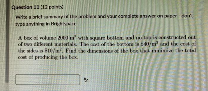 Solved Question 11 (12 points) Write a brief summary of the | Chegg.com