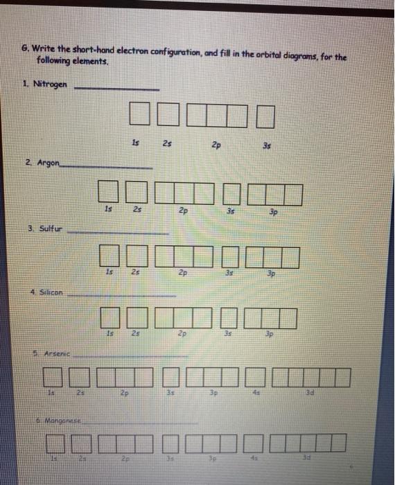 Solved 6. Write the short-hand electron configuration, and | Chegg.com