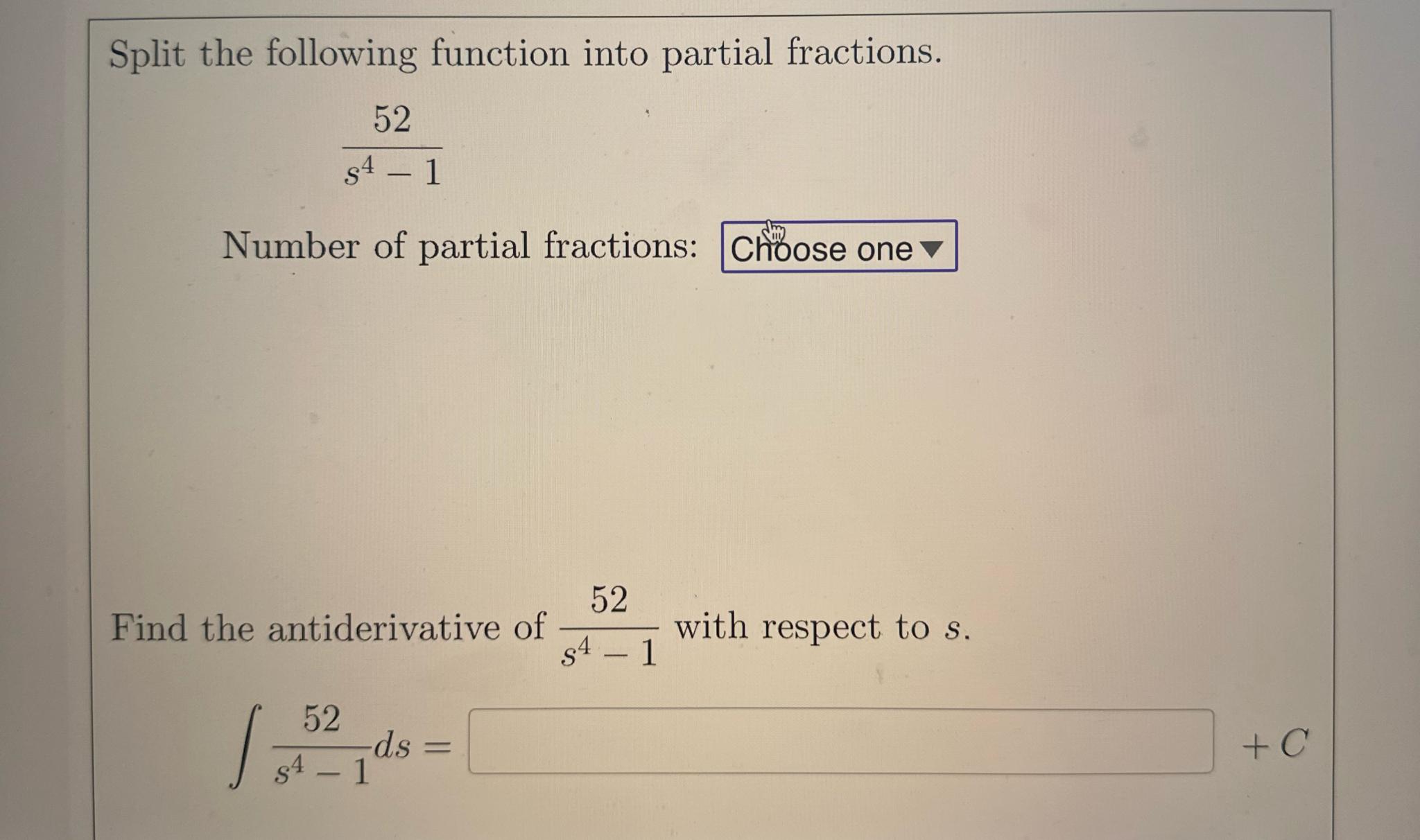 Solved Split the following function into partial | Chegg.com