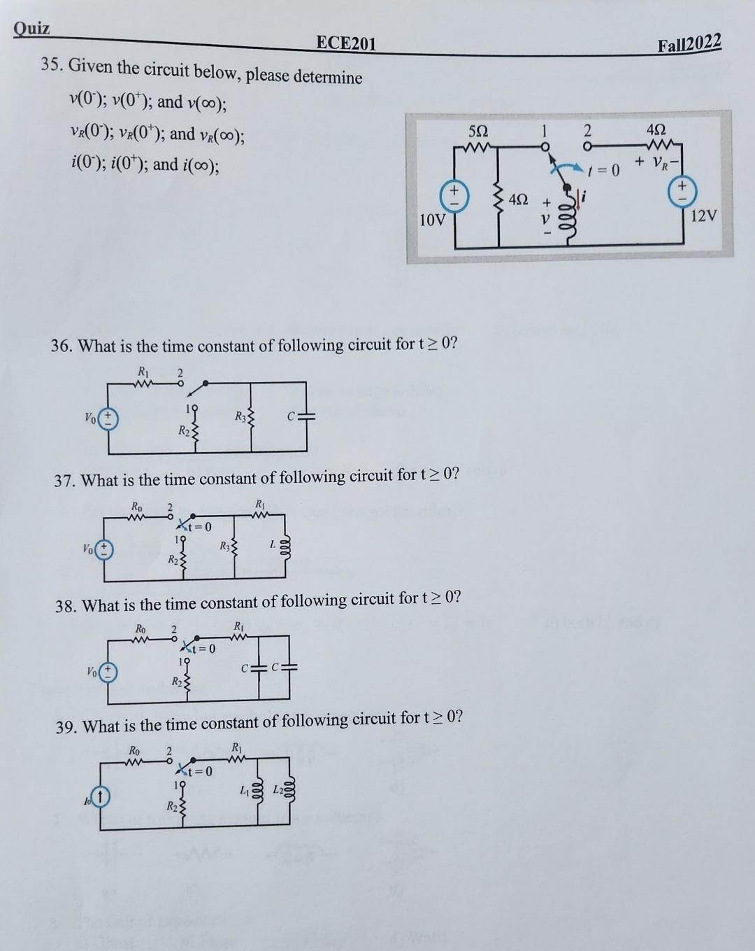 Solved 35. Given the circuit below, please determine | Chegg.com