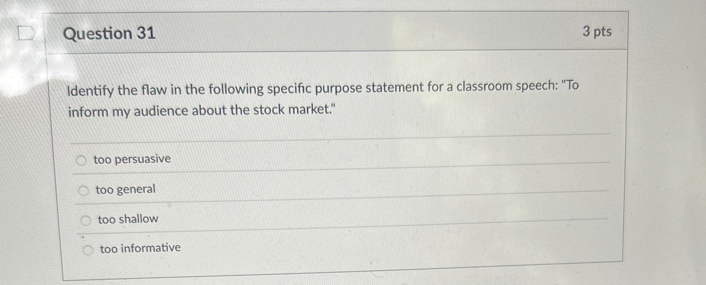 Solved Question 313 ﻿ptsIdentify the flaw in the following | Chegg.com