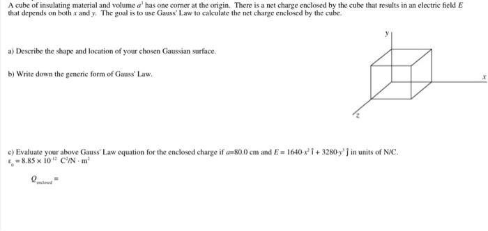 Solved A cube of insulating material and volume a7 has one | Chegg.com
