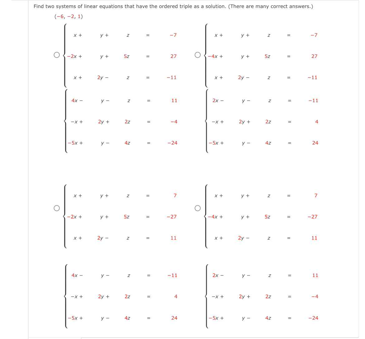Solved Find two systems of linear equations that have the | Chegg.com