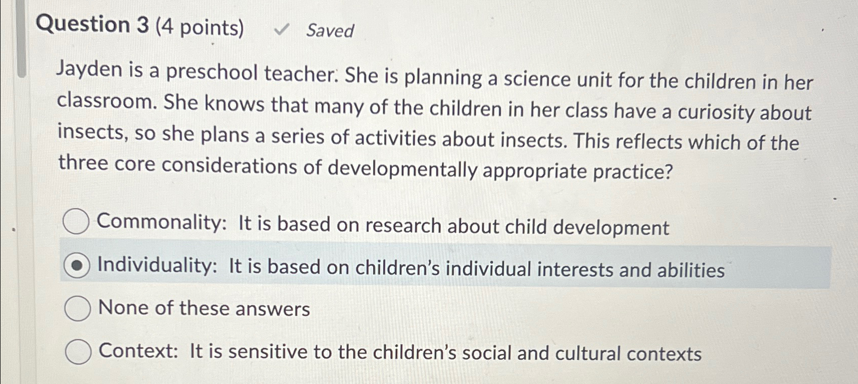 Solved Question 3 (4 ﻿points) ﻿SavedJayden is a preschool | Chegg.com