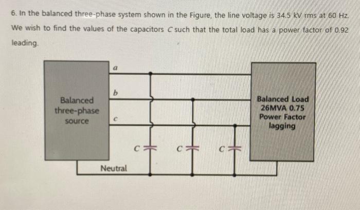 Solved 6. In the balanced three-phase system shown in the | Chegg.com