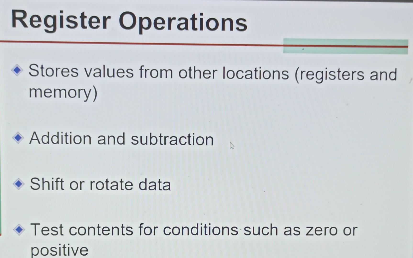 Solved Register Operations Stores values from other | Chegg.com