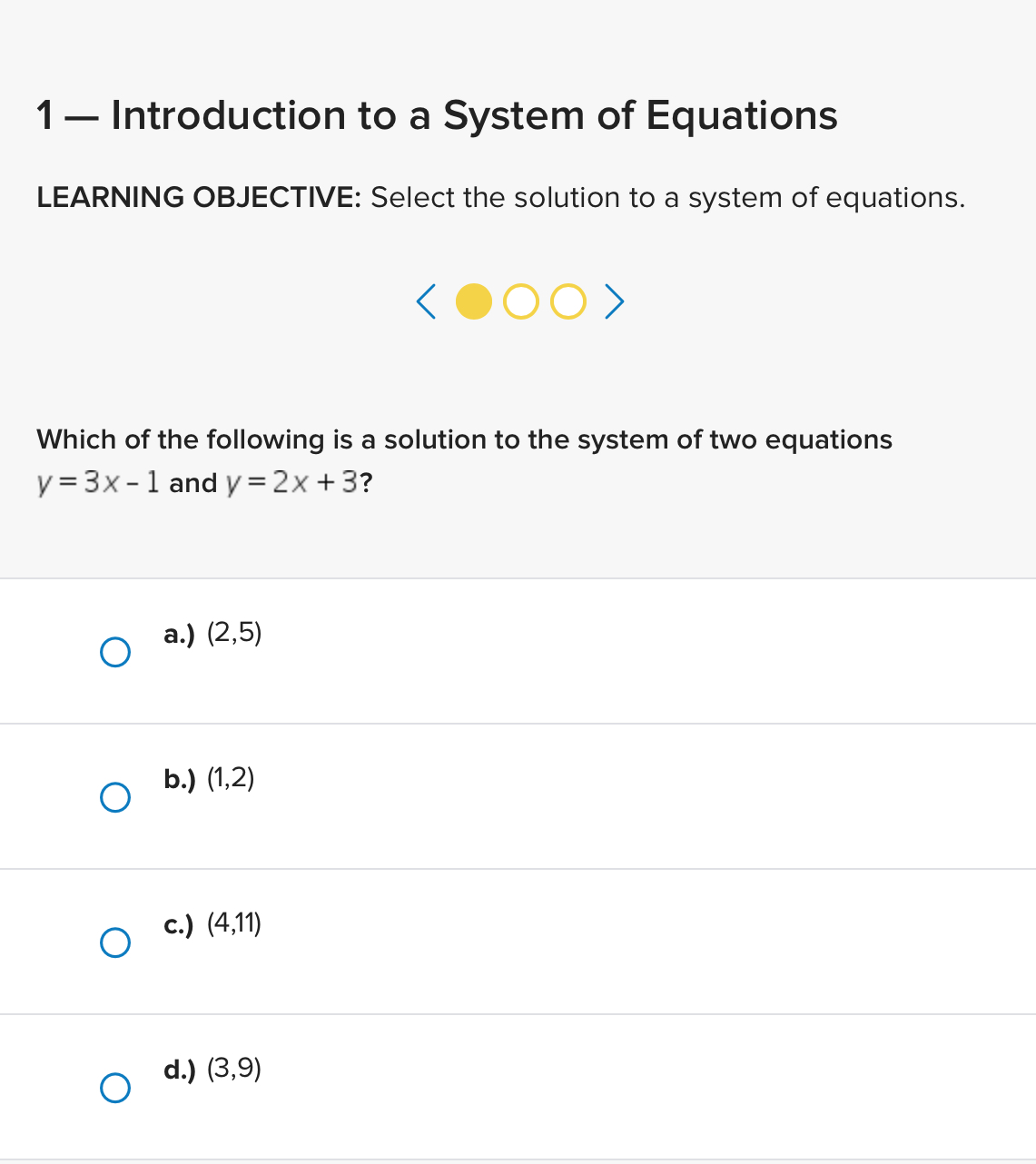 Solved 1 - ﻿Introduction to ﻿a System of ﻿EquationsLEARNING | Chegg.com