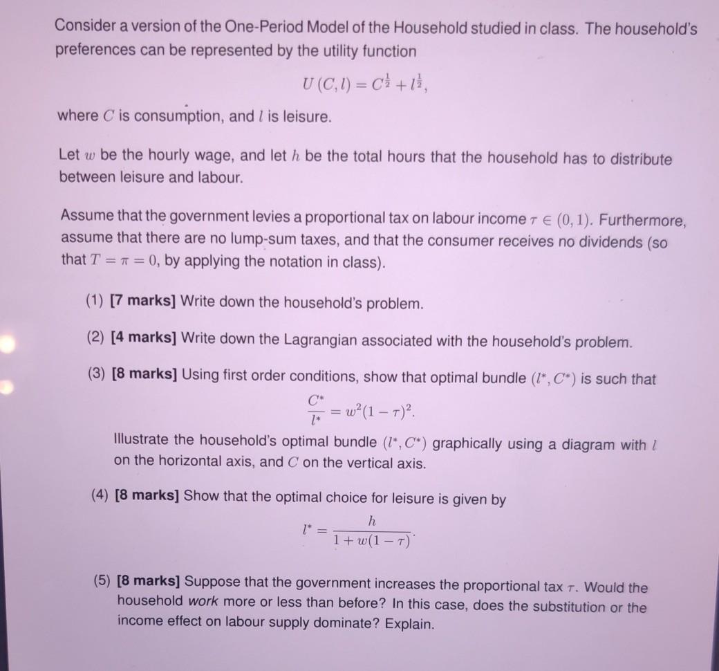 Solved Consider a version of the One-Period Model of the | Chegg.com