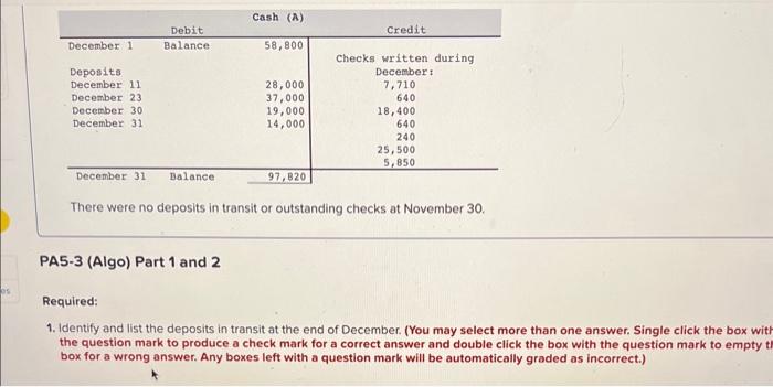 Solved PA5-3 (Algo) Identifying Outstanding Checks and | Chegg.com