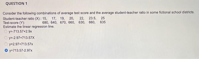 Solved Consider the following combinations of average test | Chegg.com