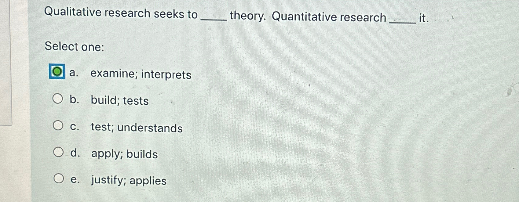 Solved Qualitative research seeks to theory. Quantitative | Chegg.com