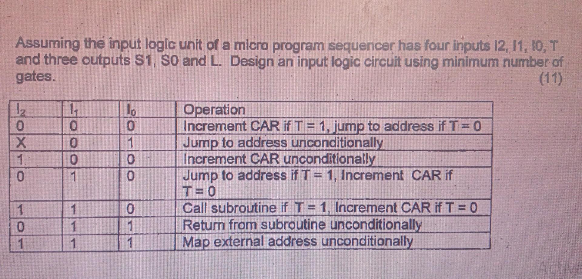 Solved Assuming the input logic unit of a micro program | Chegg.com