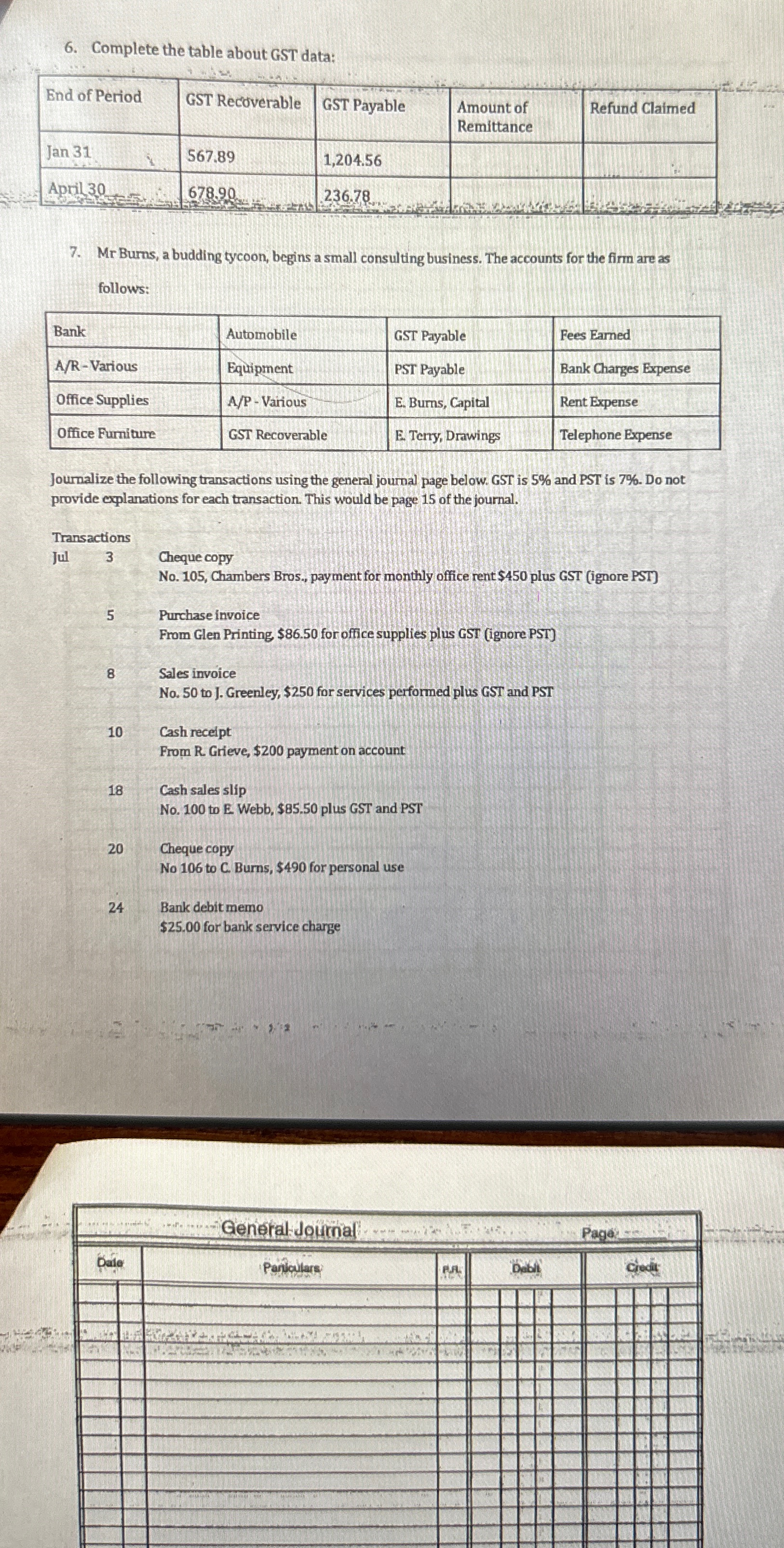 Solved Complete the table about GST data:\table[[End of | Chegg.com