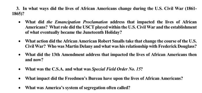 3. In what ways did the lives of African Americans | Chegg.com