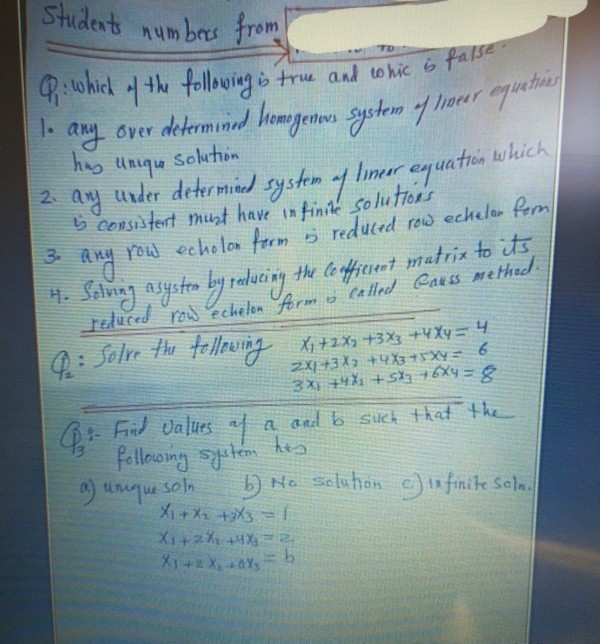 Solved students numbers from equating has unique 3 Q: Which | Chegg.com