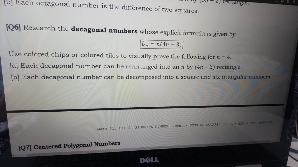 Solved [b] Each octagonal number is the difference of two | Chegg.com