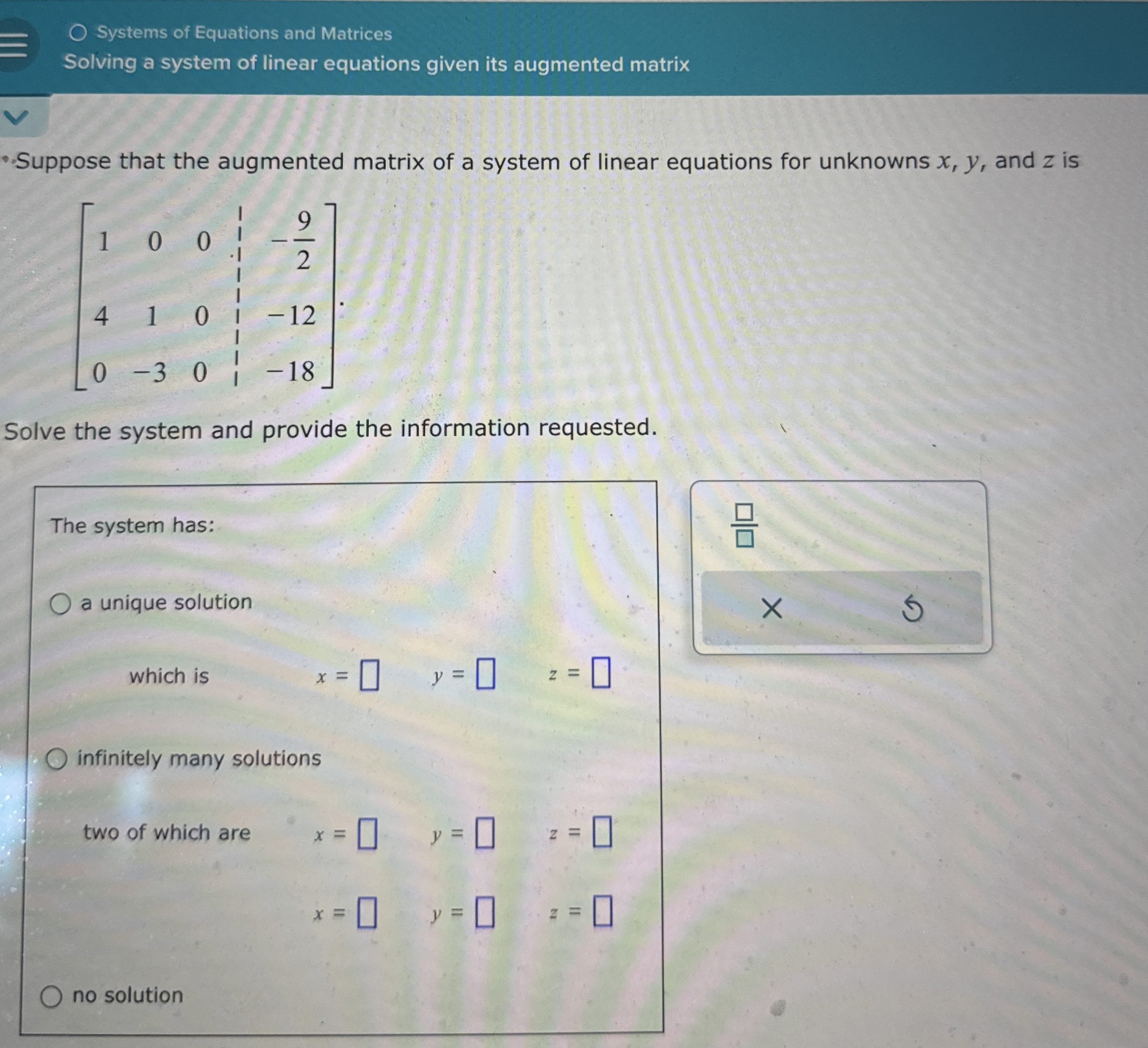 Solved Systems of Equations and MatricesSolving a system of | Chegg.com