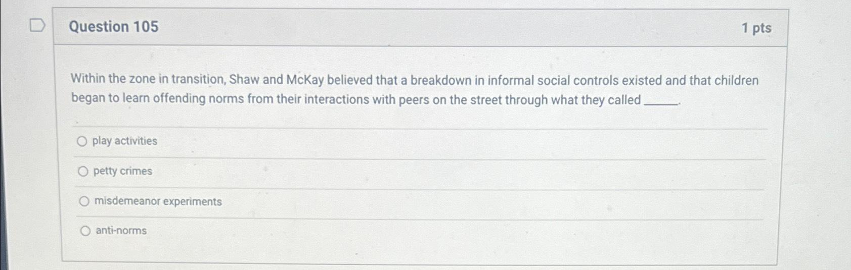 Solved Question 1051 ﻿ptsWithin the zone in transition, Shaw | Chegg.com