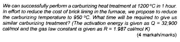 Solved We can successfully perform a carburizing heat | Chegg.com