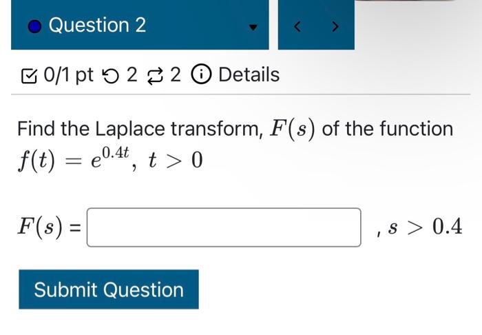 Solved Find The Laplace Transform F S Of The