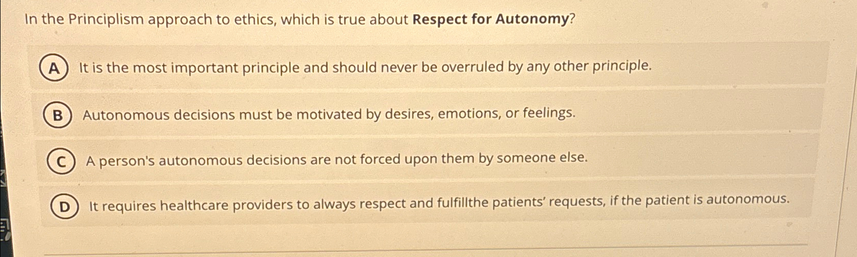 Solved In the Principlism approach to ethics, which is true | Chegg.com