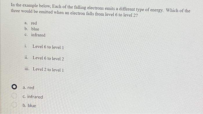 Solved In the example below, Each of the falling electrons | Chegg.com