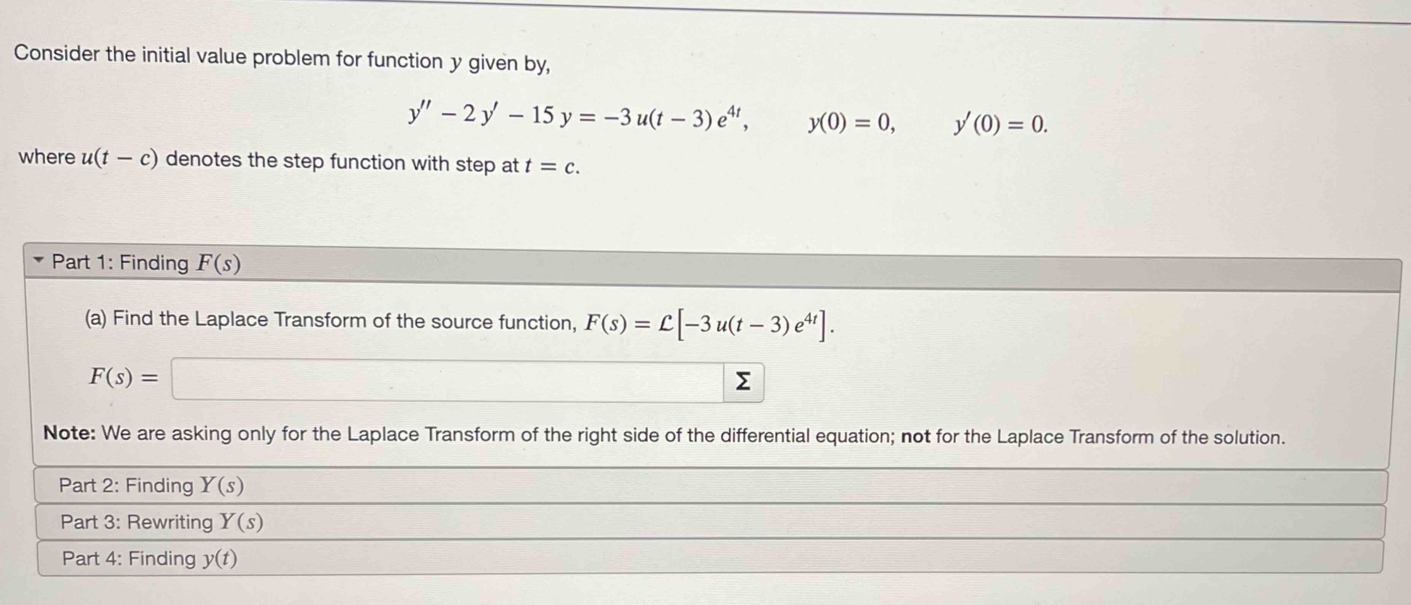 Solved Consider the initial value problem for function y | Chegg.com