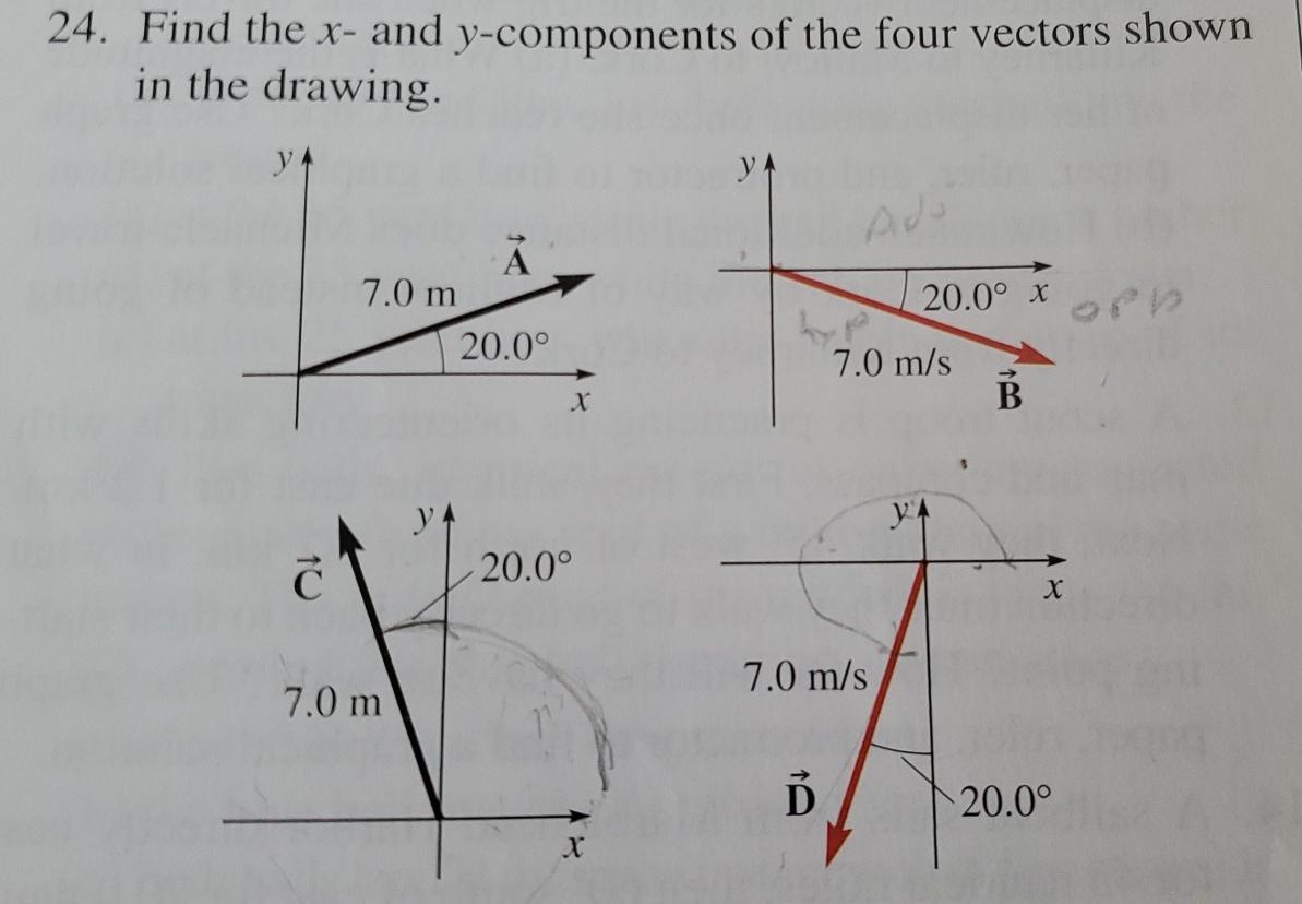 Solved 24. Find the x- and y-components of the four vectors | Chegg.com