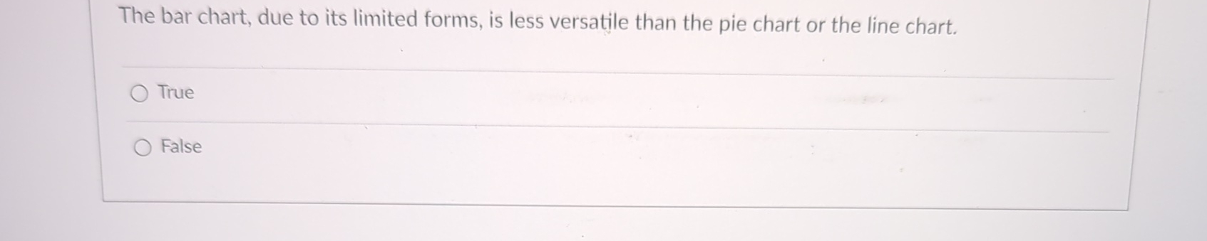 Solved The bar chart, due to its limited forms, is less | Chegg.com