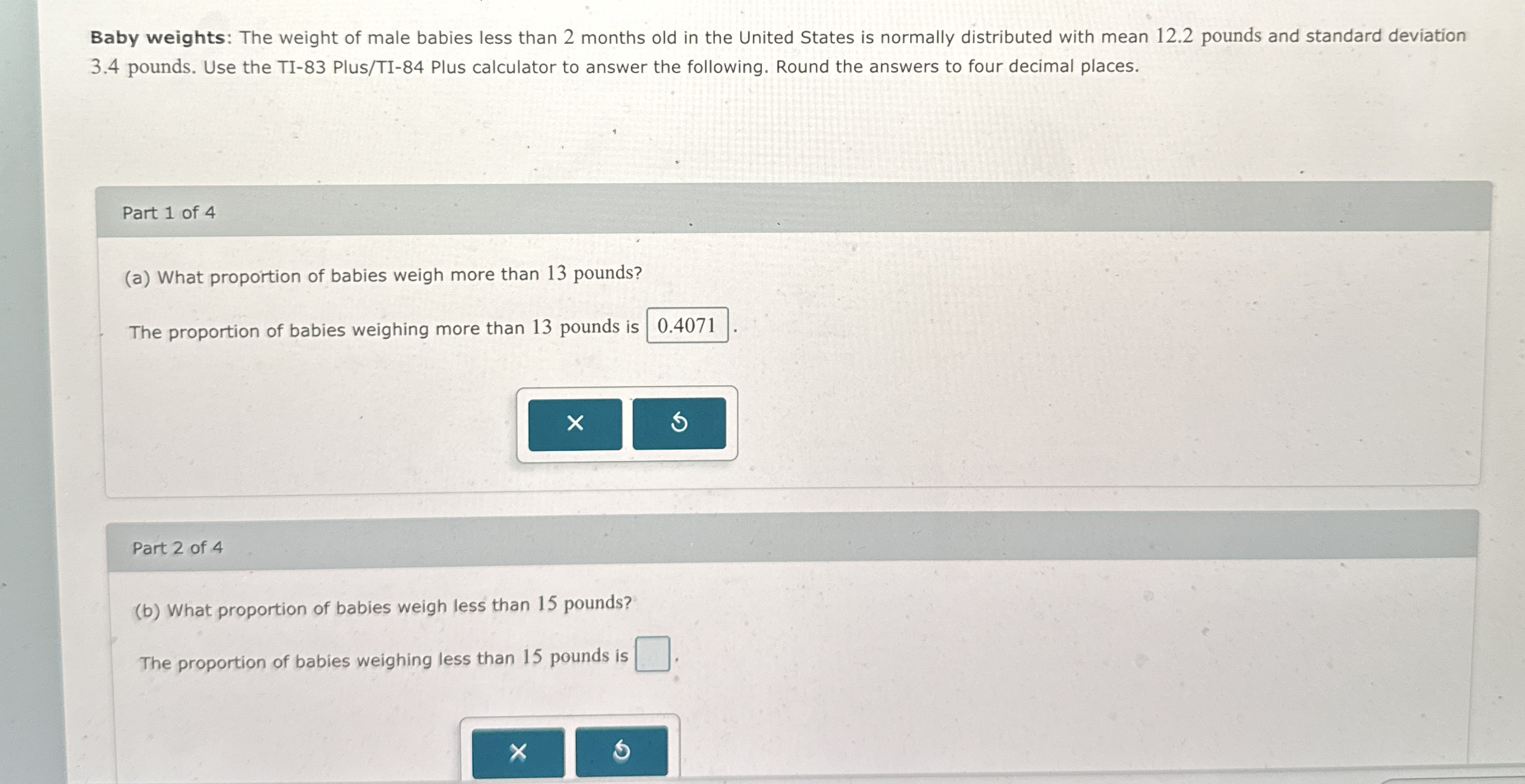 Solved Baby weights: The weight of male babies less than 2 | Chegg.com