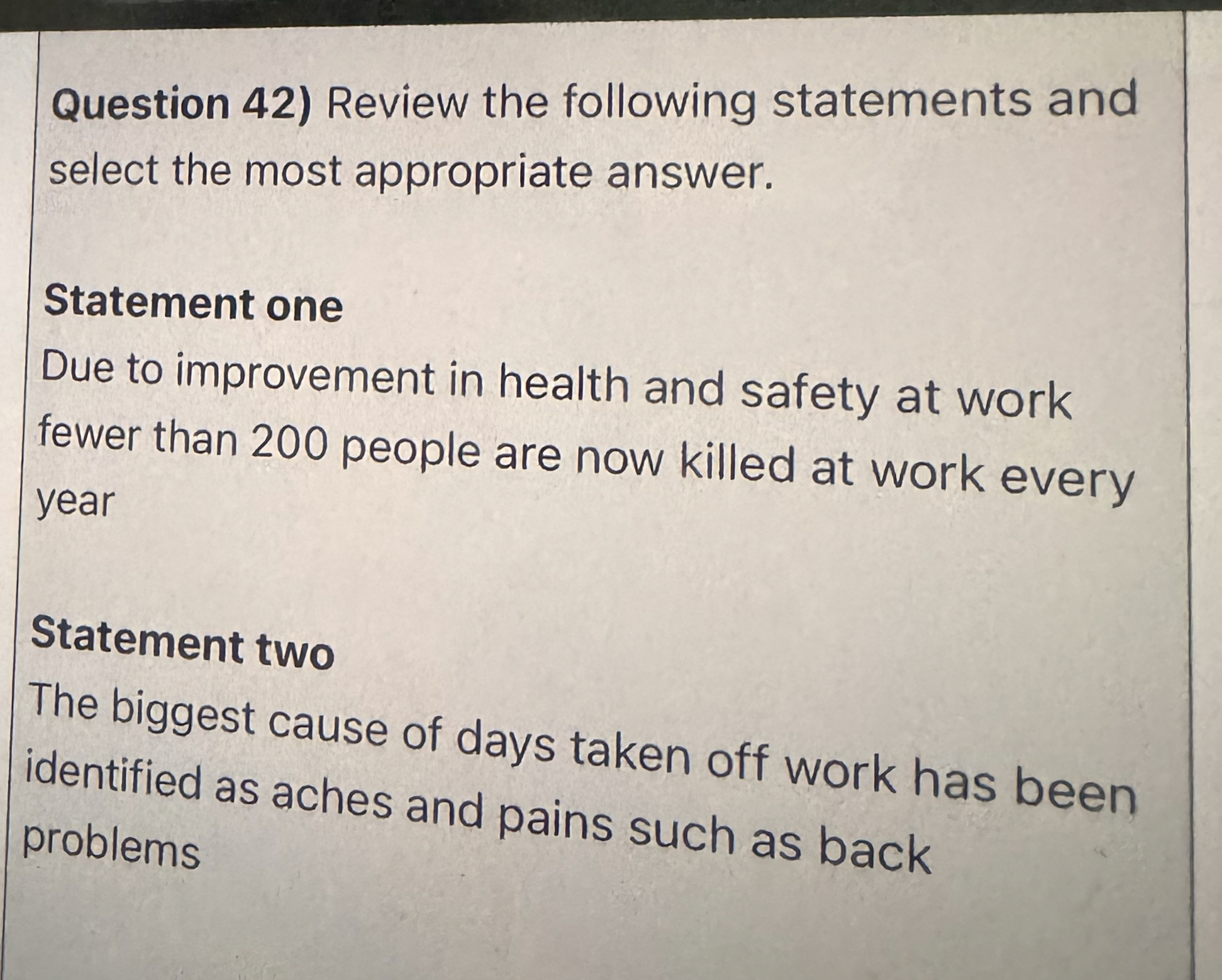 Solved Question 42) ﻿Review the following statements | Chegg.com