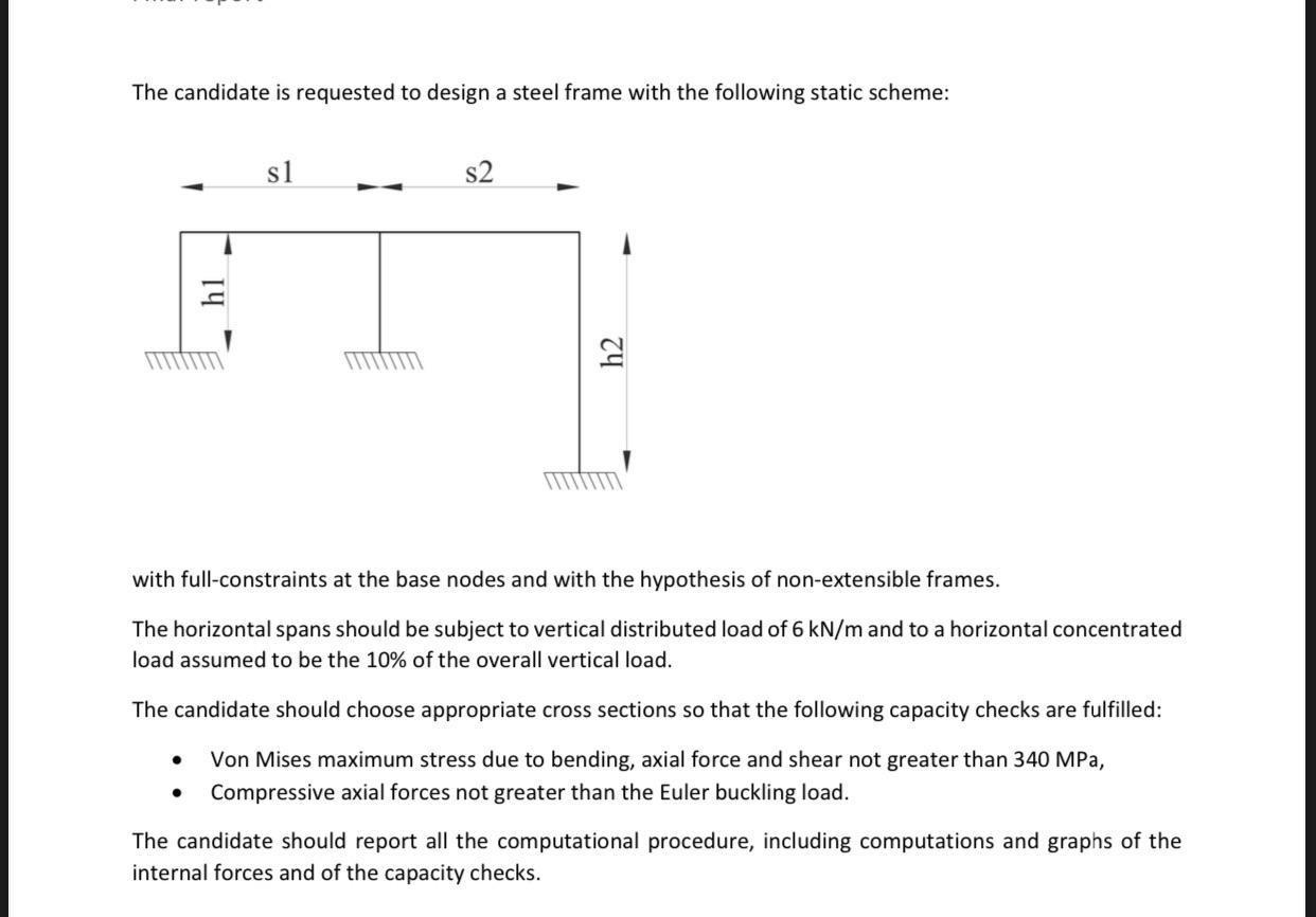 Solved The candidate is requested to design a steel frame | Chegg.com