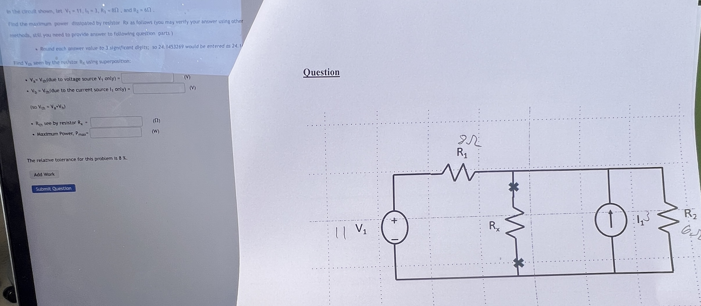 Solved V2=Vth (due to voltage source V1 | Chegg.com