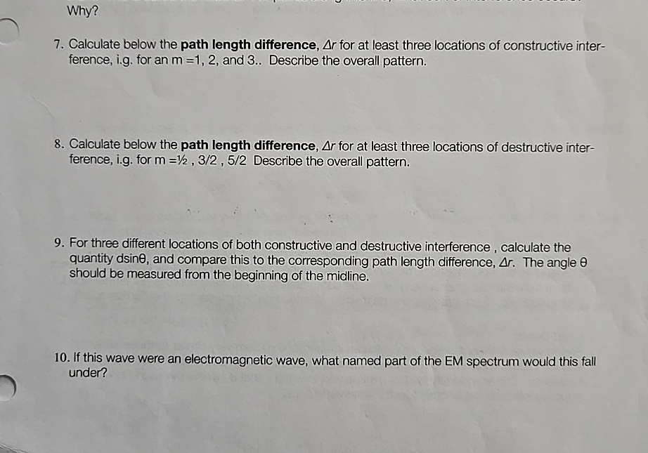 Solved Why?7. ﻿Calculate below the path length difference, | Chegg.com