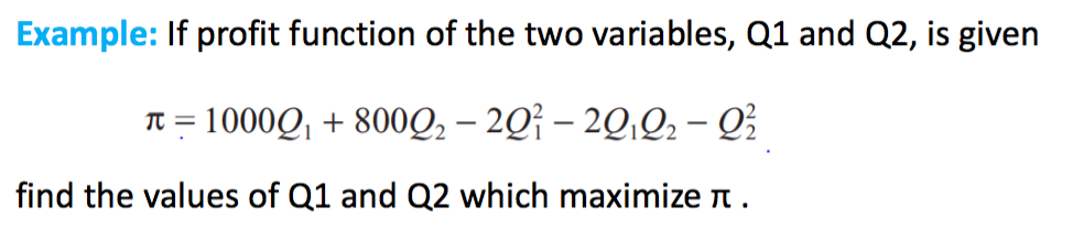 Solved Example: If profit function of the two variables, Q1 | Chegg.com