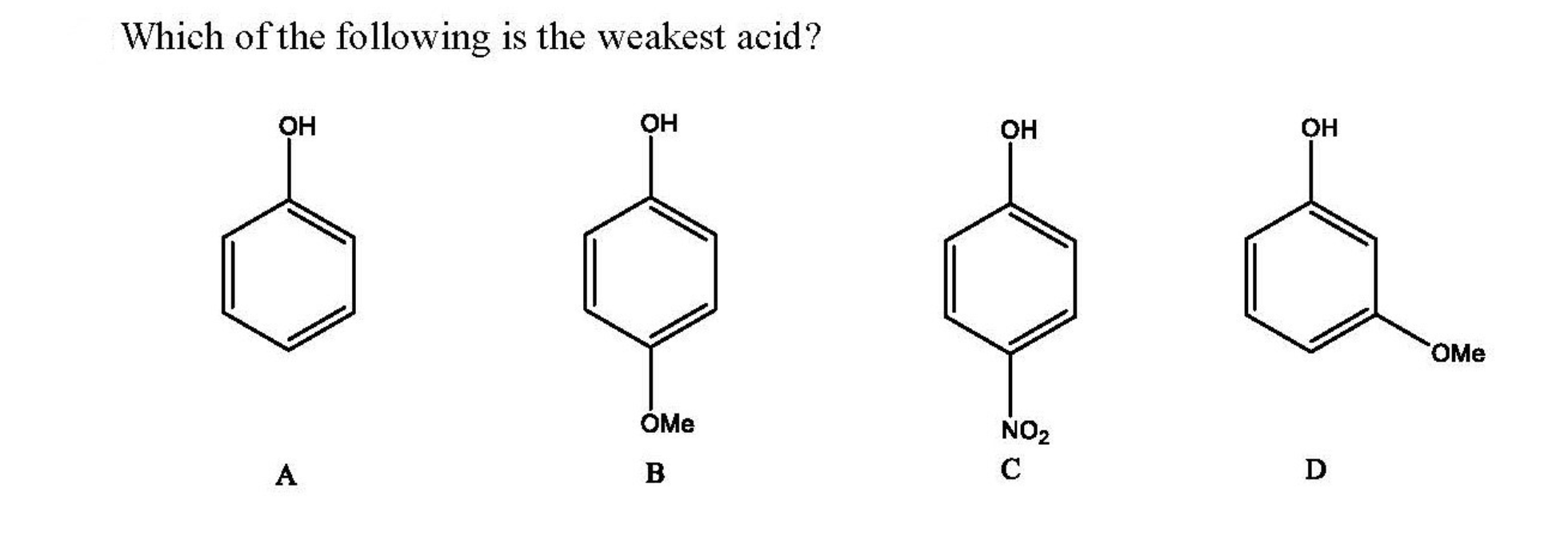 Solved Which of the following is the weakest acid?ABC | Chegg.com