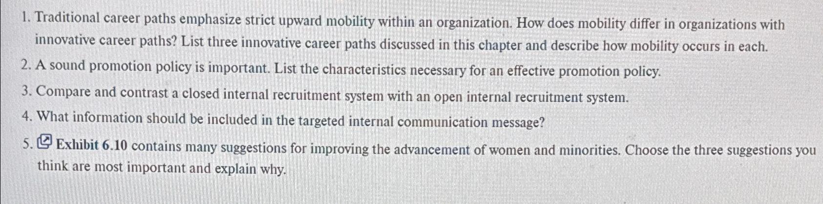 Solved Traditional career paths emphasize strict upward | Chegg.com